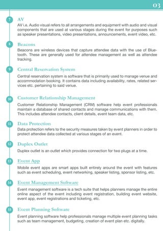 Event glossary 246 event industry terms event planners must know | PDF