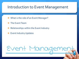Introduction to Event Management | PDF