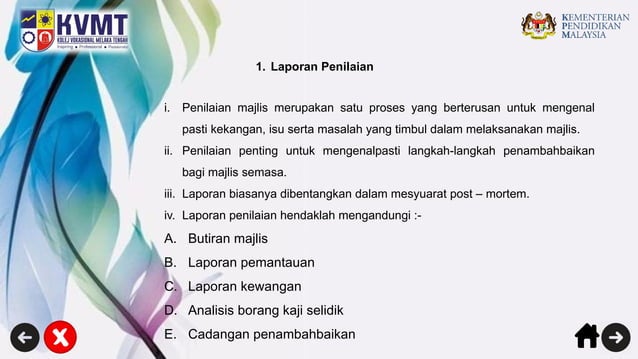Laporan activities pengurusan acara dan keperluan kepada pihak atasan ...