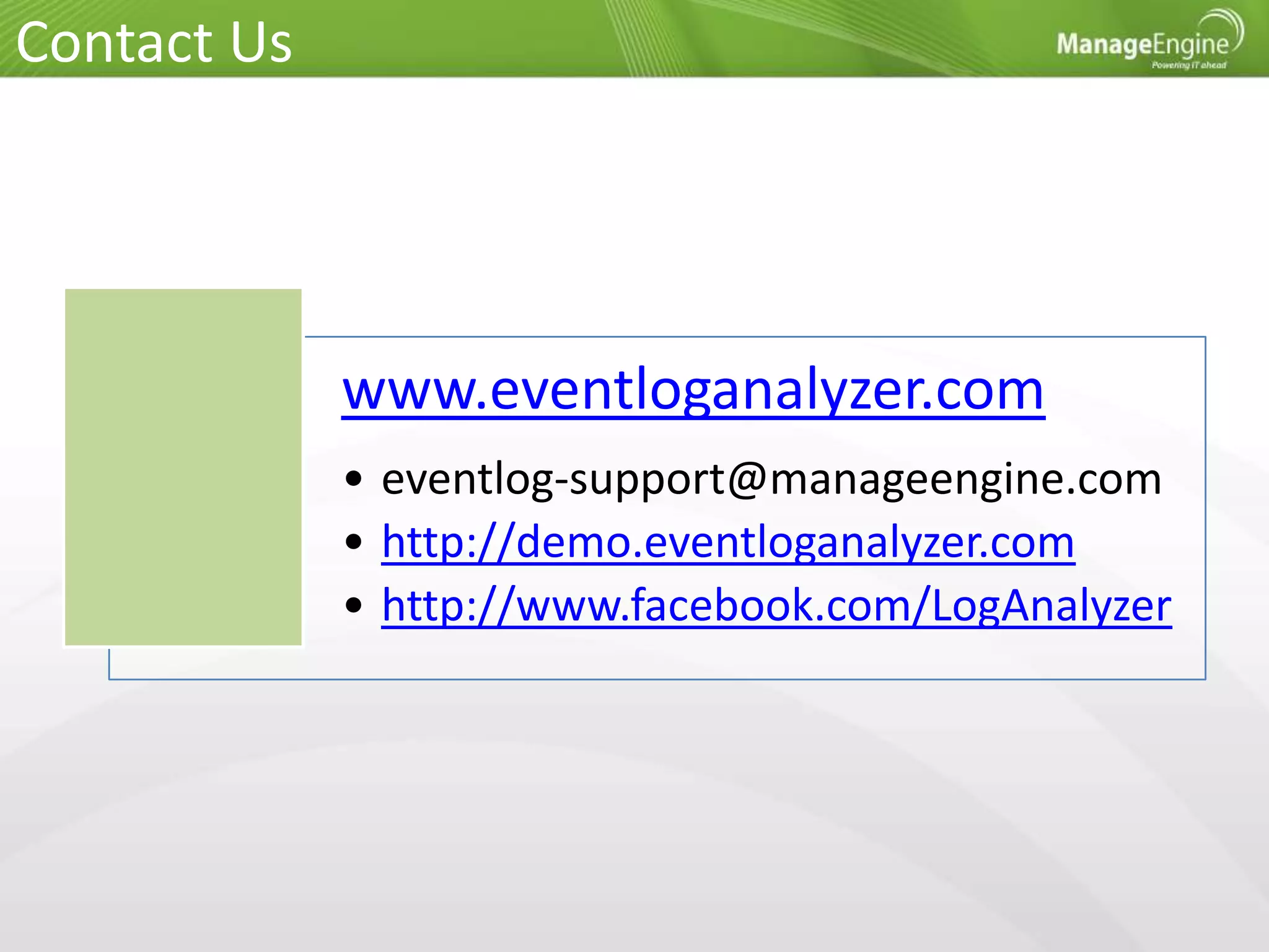 ManageEngine EventLog Analyzer v7. 2 | PPTX