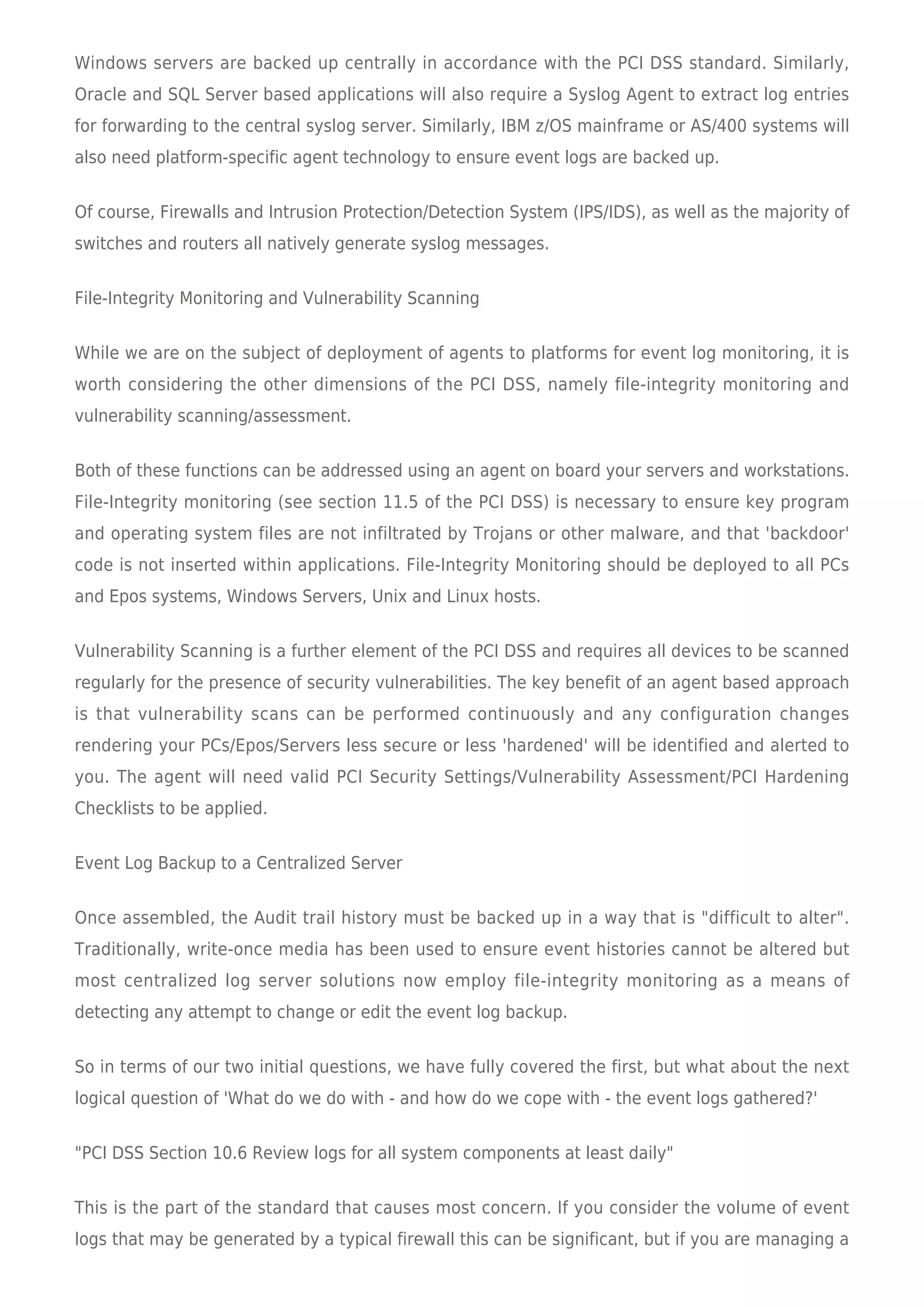 Event log monitoring for the pci dss | PDF