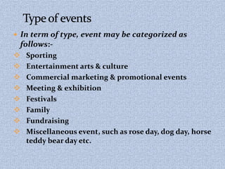 Characteristics Categories and Typology of Event | PPTX