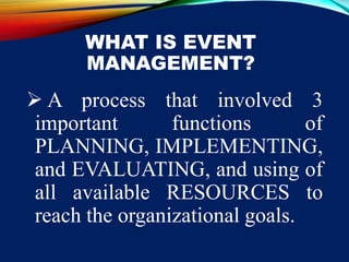 event management seminar for senior high school officers | PPT