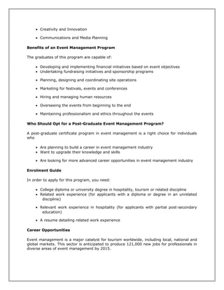 Event management – career facts, program details and enrolment ...