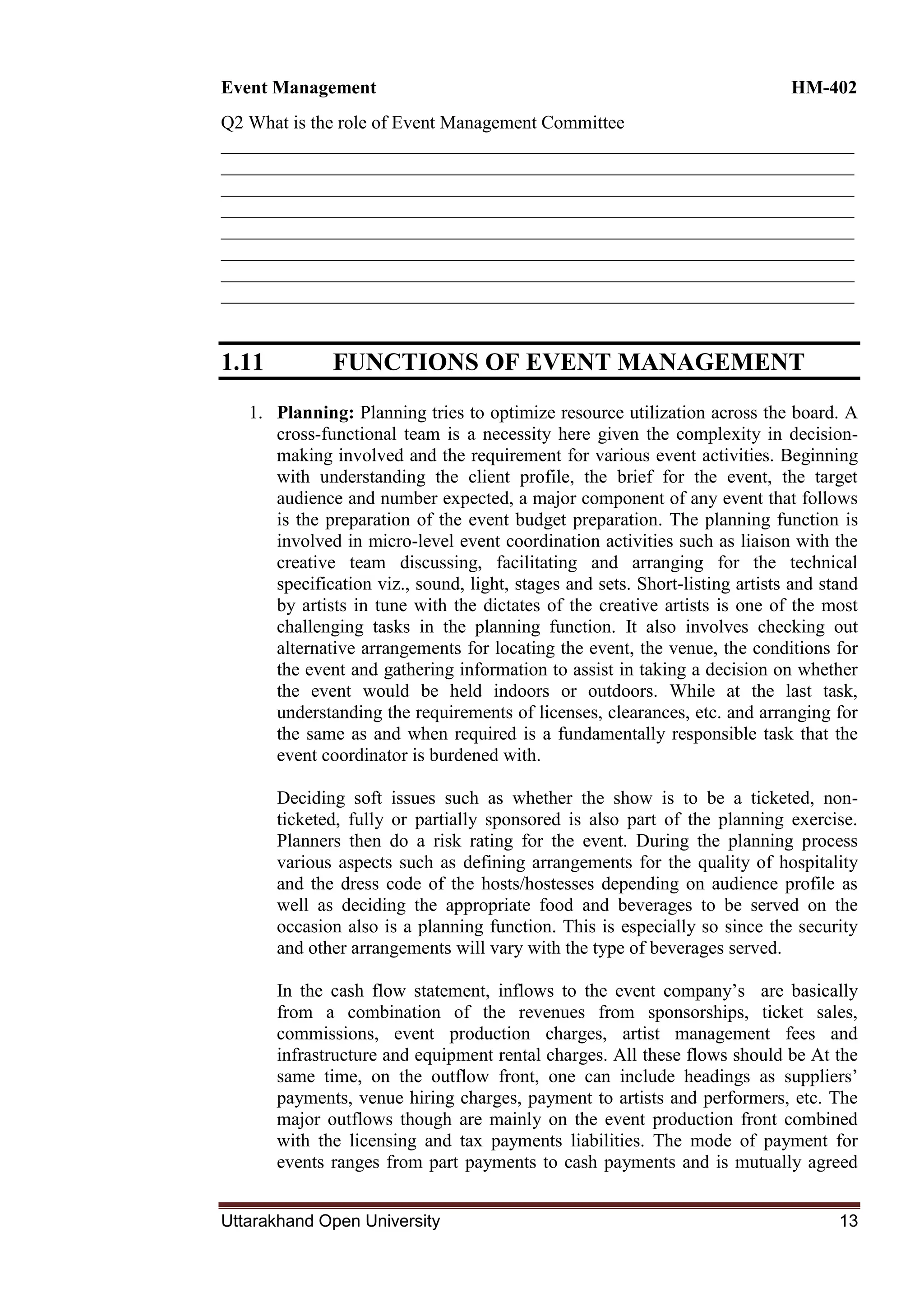 BBA EVENT MANAGEMENT material unit -notes | PDF