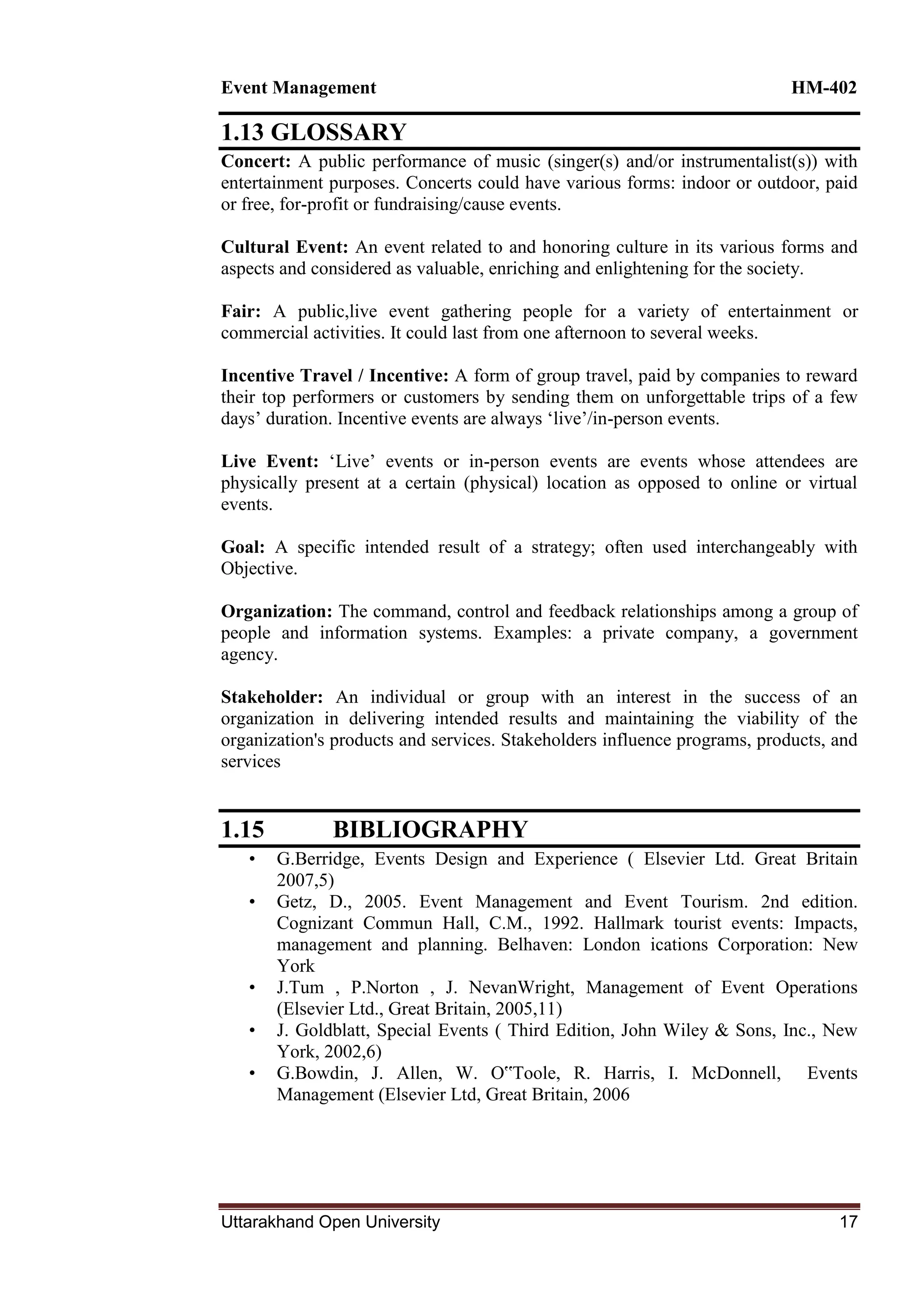 BBA EVENT MANAGEMENT material unit -notes | PDF