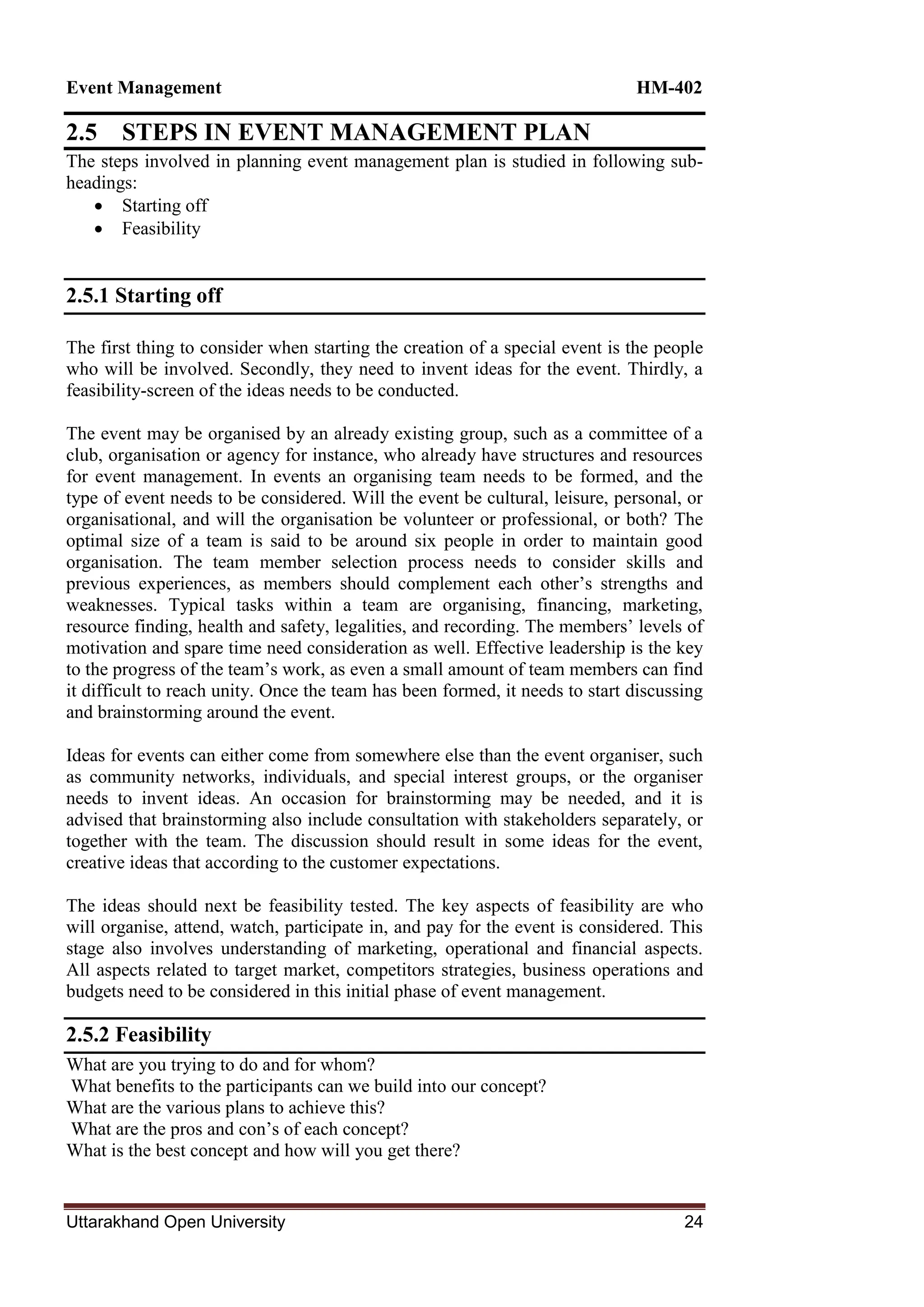 BBA EVENT MANAGEMENT material unit -notes | PDF