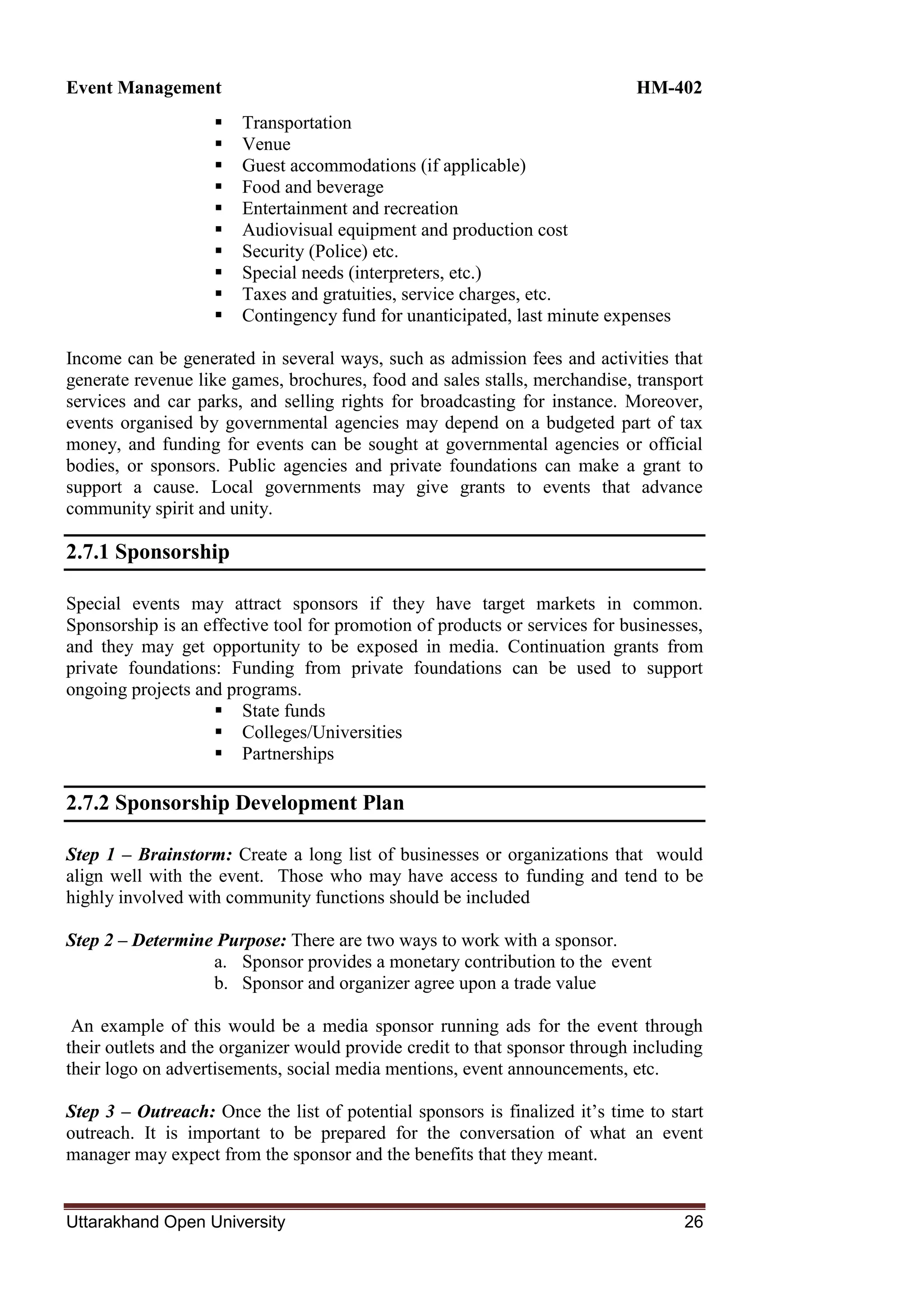 BBA EVENT MANAGEMENT material unit -notes | PDF