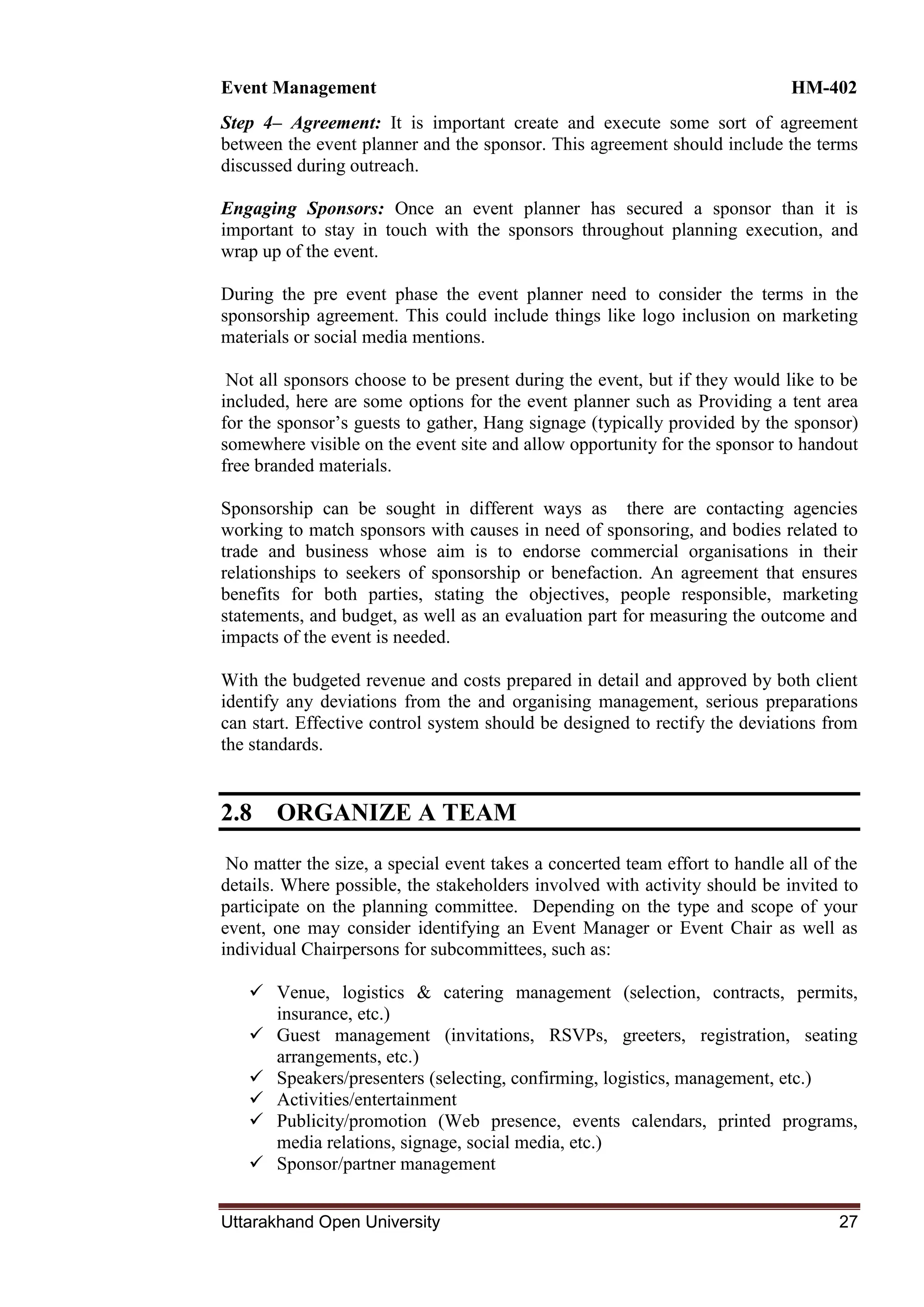 BBA EVENT MANAGEMENT material unit -notes | PDF