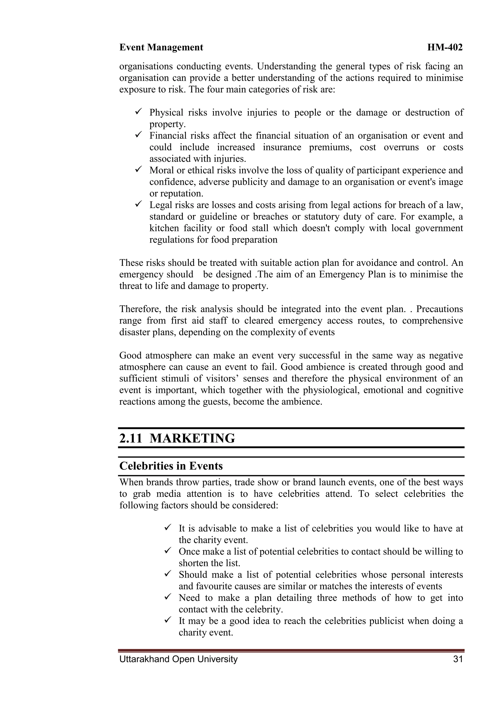 BBA EVENT MANAGEMENT material unit -notes | PDF