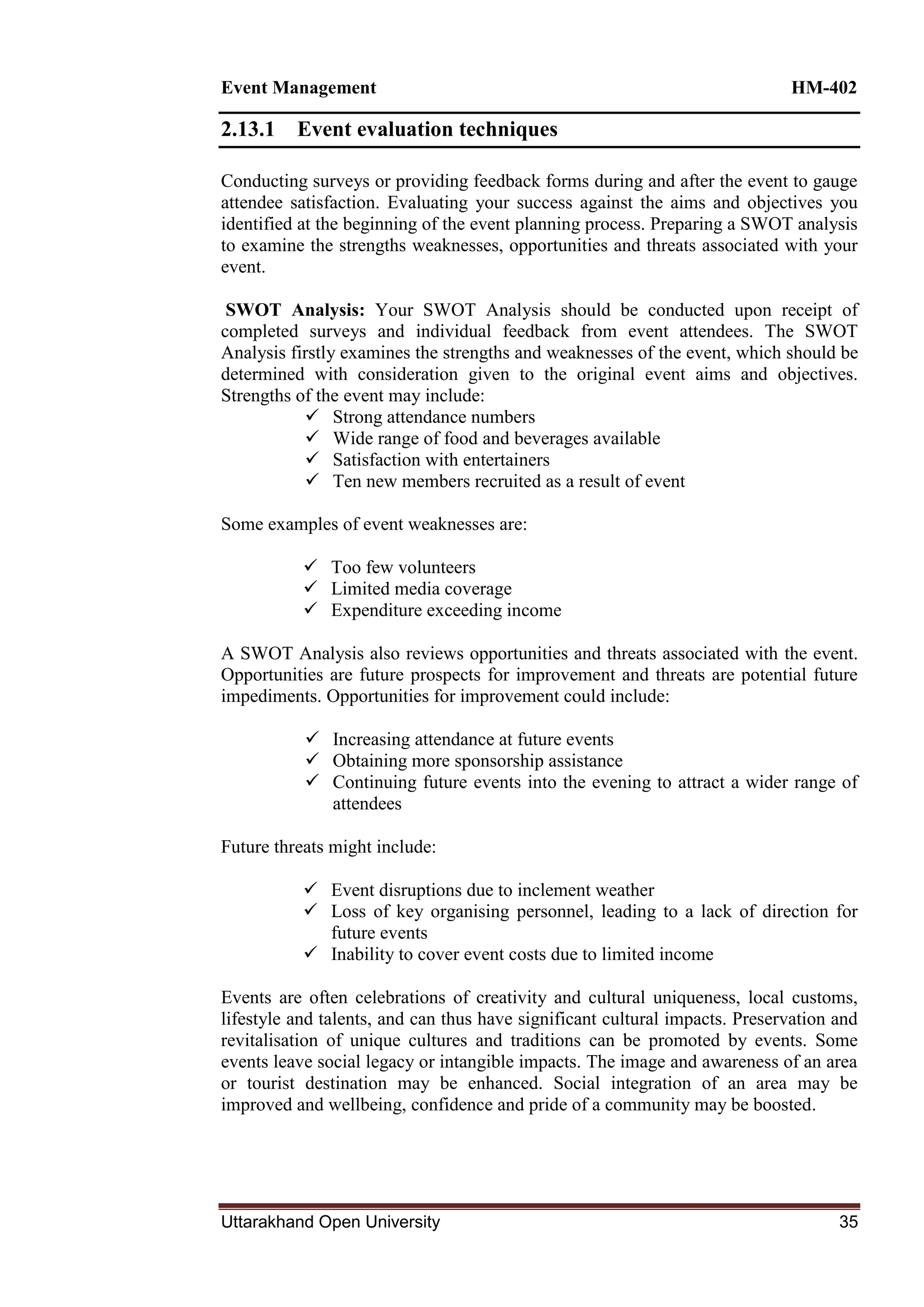 BBA EVENT MANAGEMENT material unit -notes | PDF