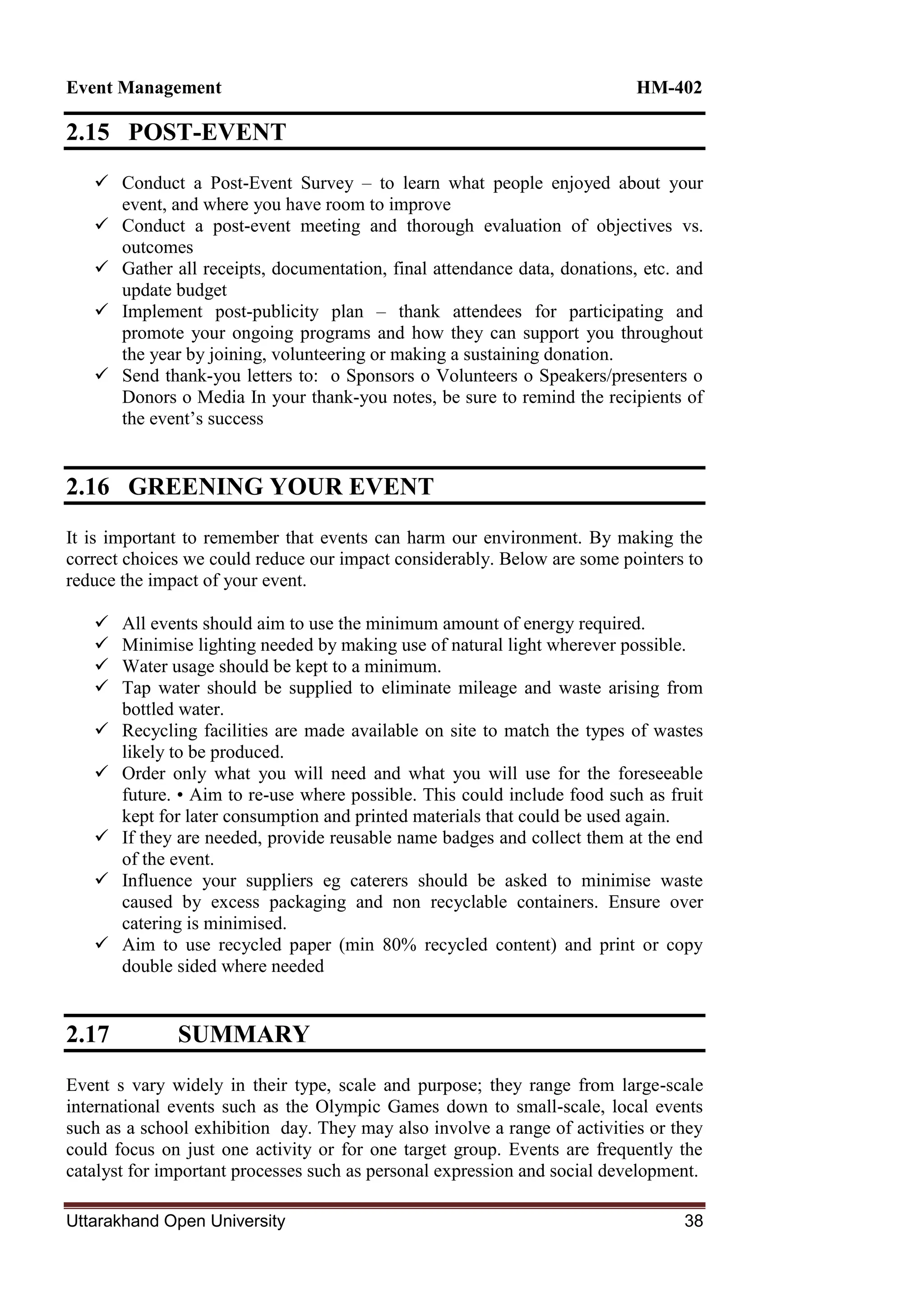 BBA EVENT MANAGEMENT material unit -notes | PDF