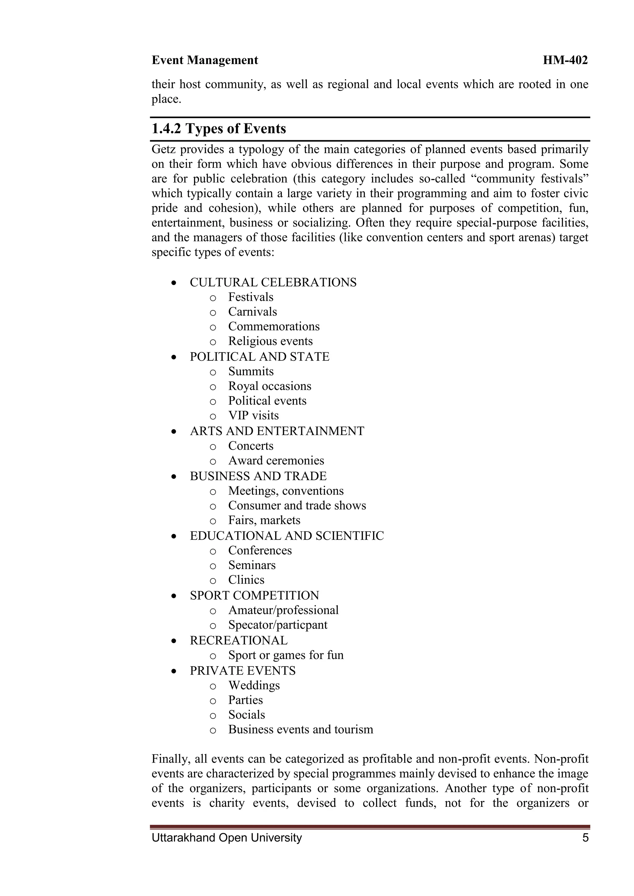 BBA EVENT MANAGEMENT material unit -notes | PDF