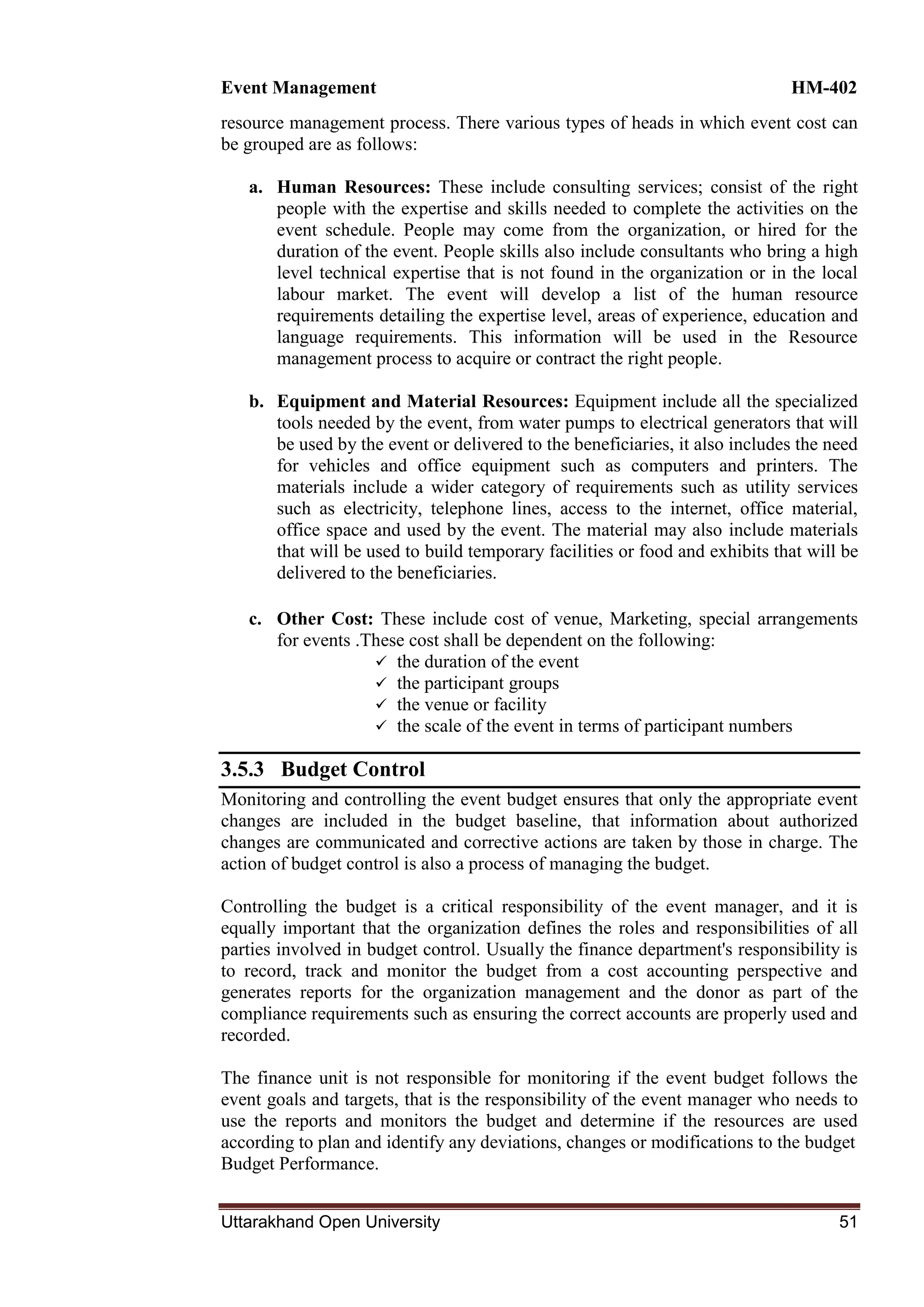BBA EVENT MANAGEMENT material unit -notes | PDF