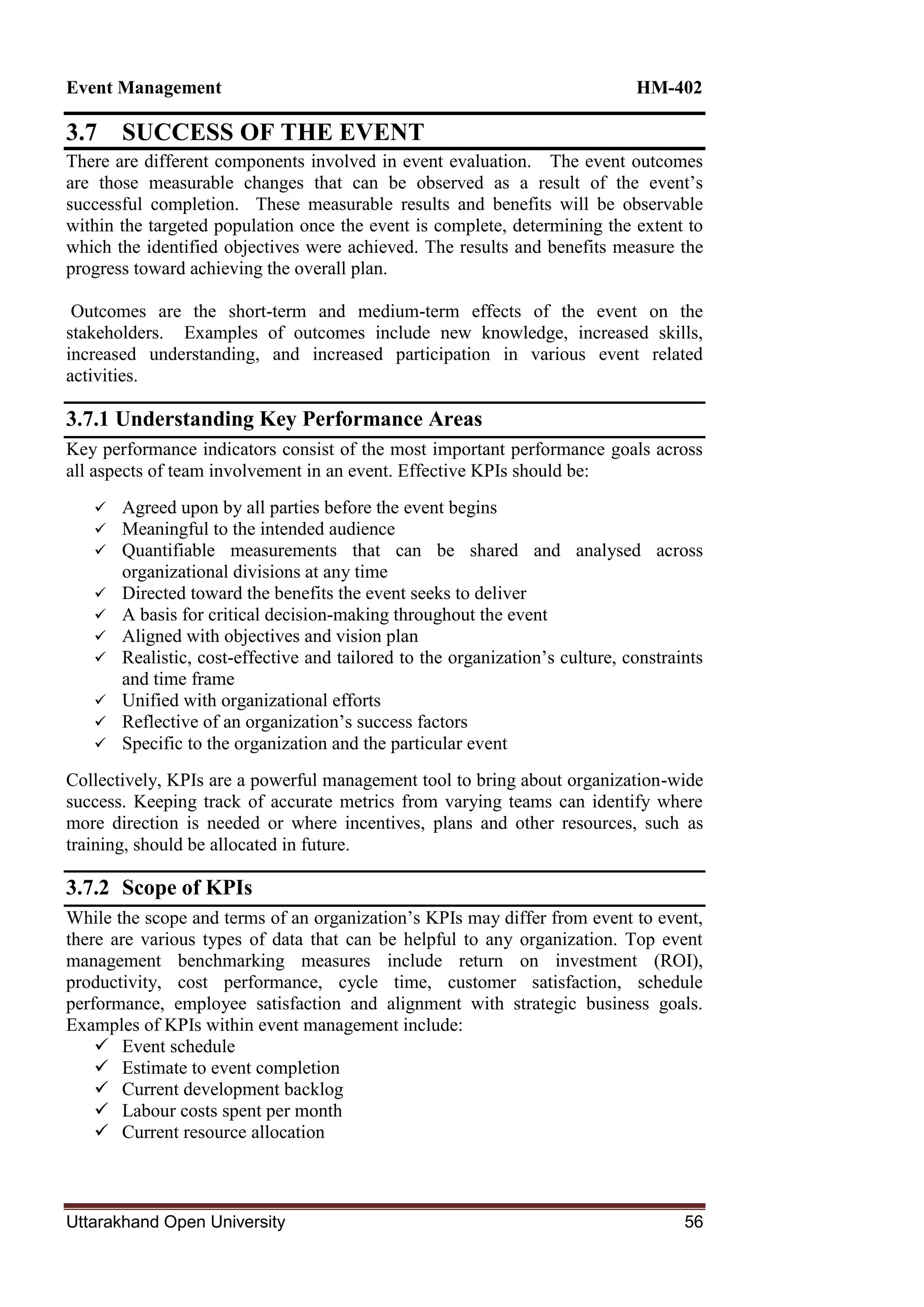 BBA EVENT MANAGEMENT material unit -notes | PDF