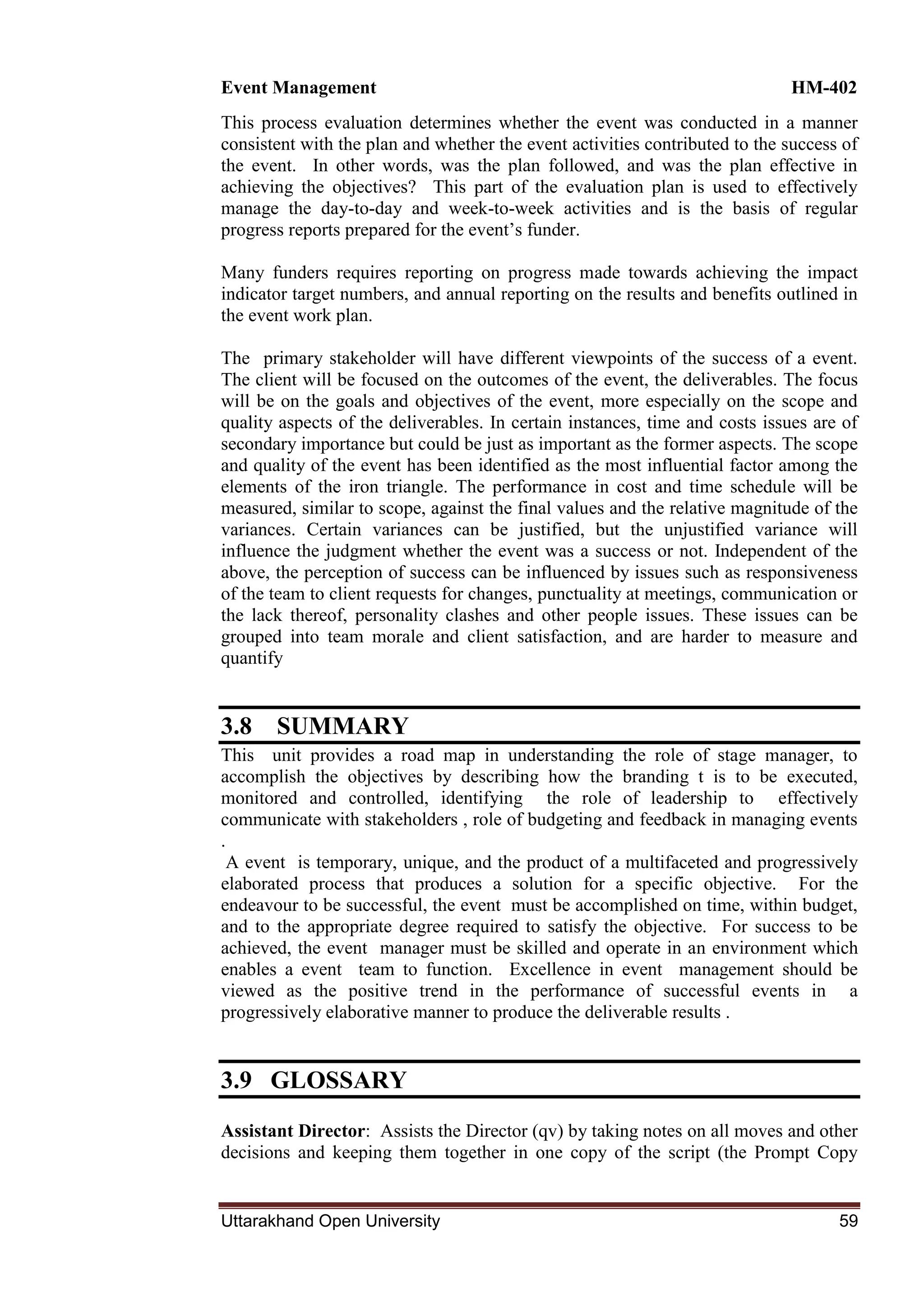 BBA EVENT MANAGEMENT material unit -notes | PDF