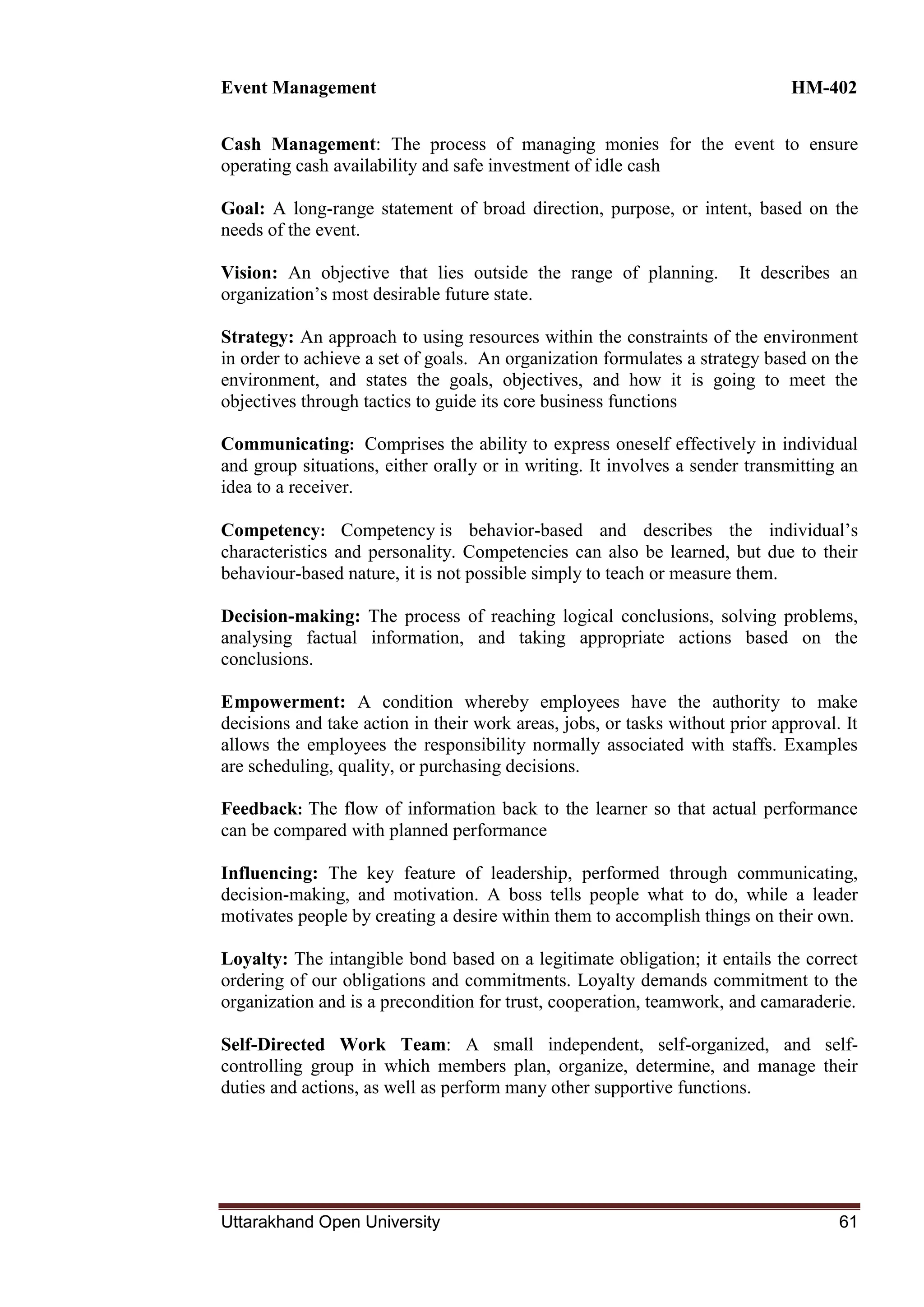 BBA EVENT MANAGEMENT material unit -notes | PDF