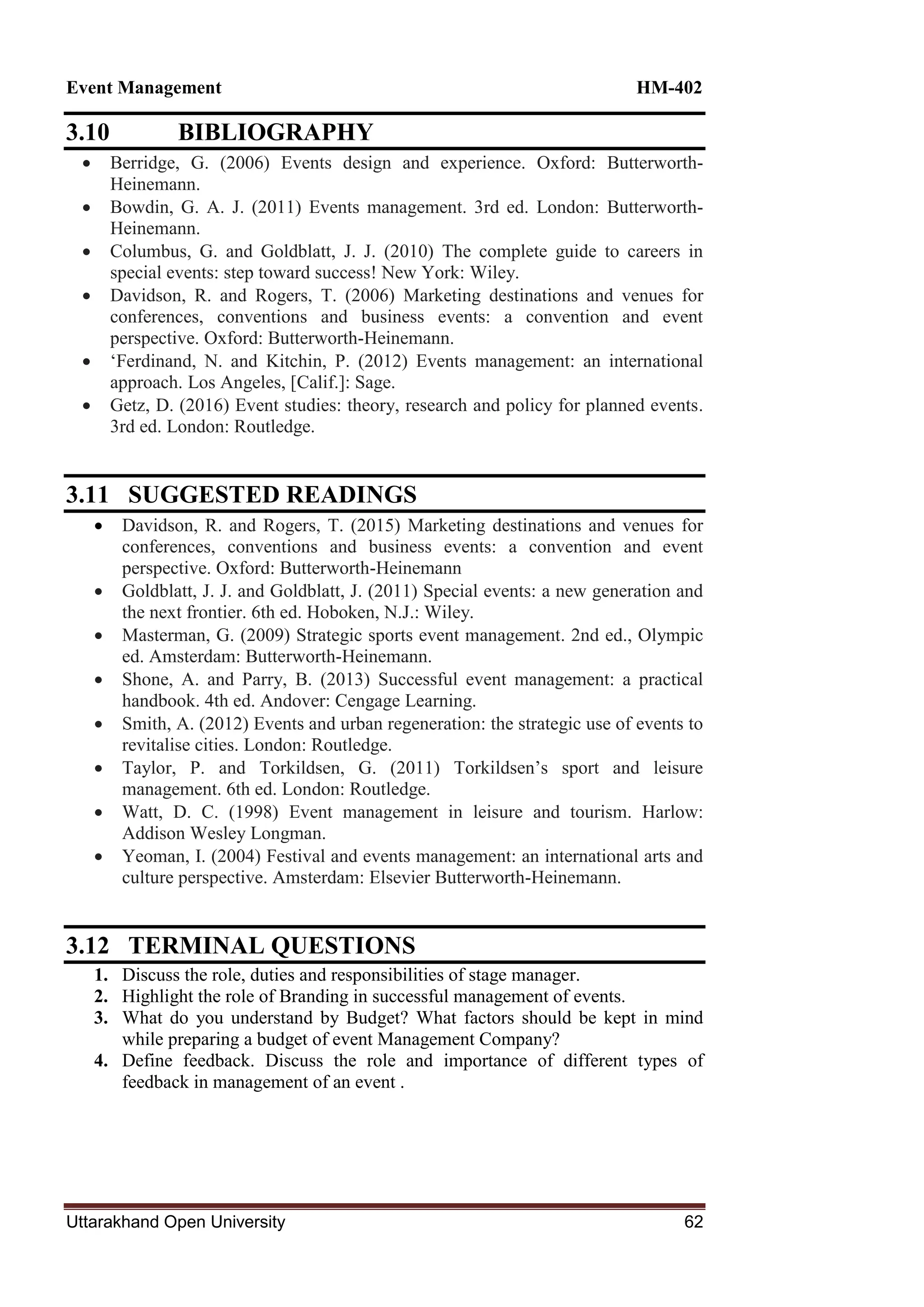 BBA EVENT MANAGEMENT material unit -notes | PDF