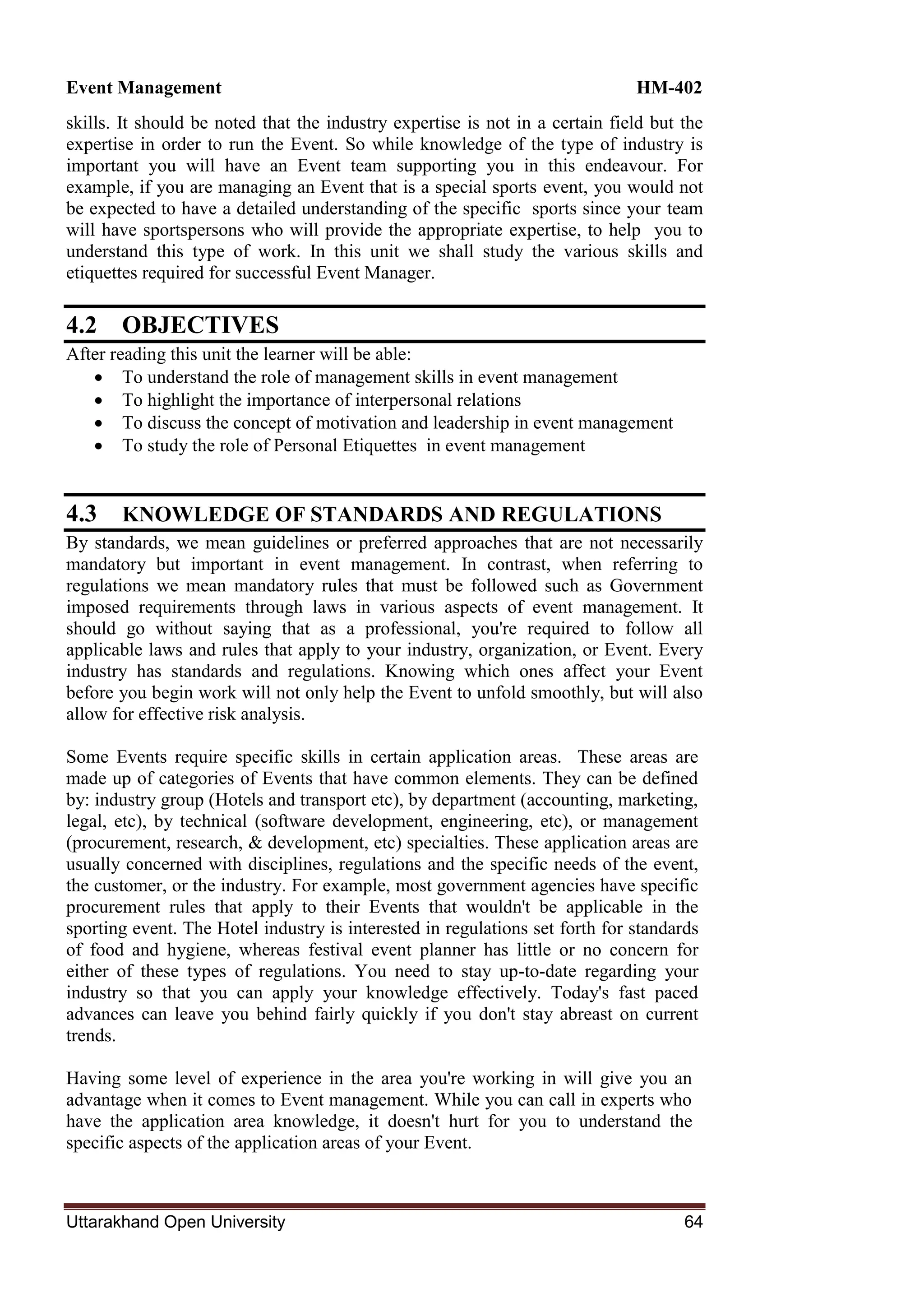 BBA EVENT MANAGEMENT material unit -notes | PDF