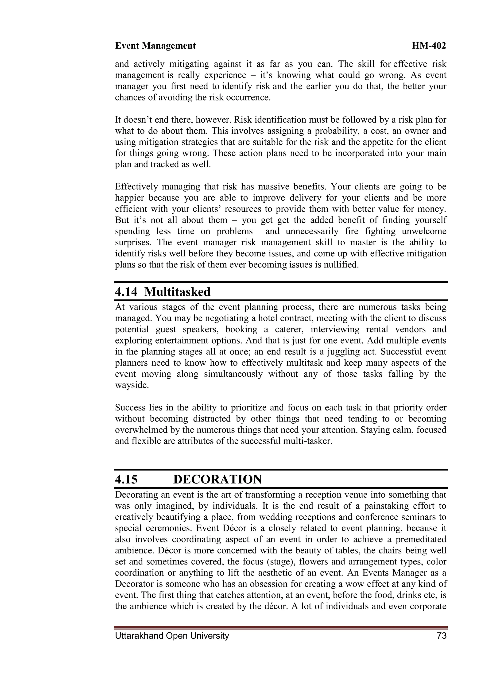 BBA EVENT MANAGEMENT material unit -notes | PDF