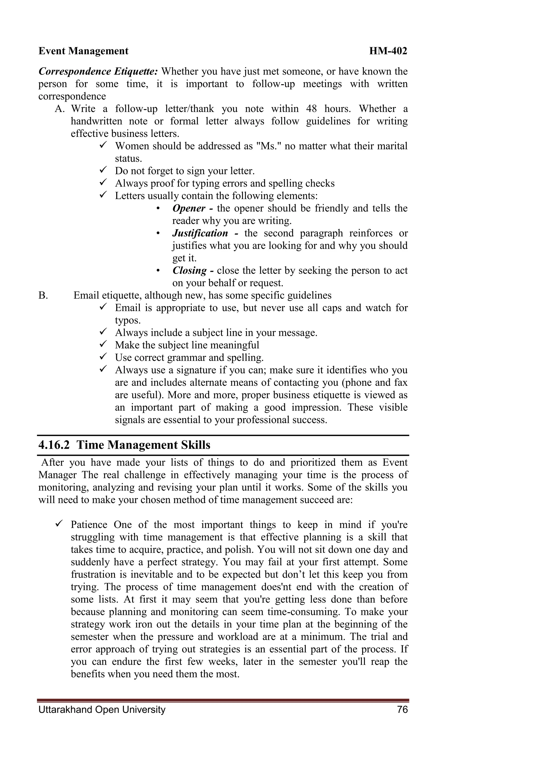 BBA EVENT MANAGEMENT material unit -notes | PDF