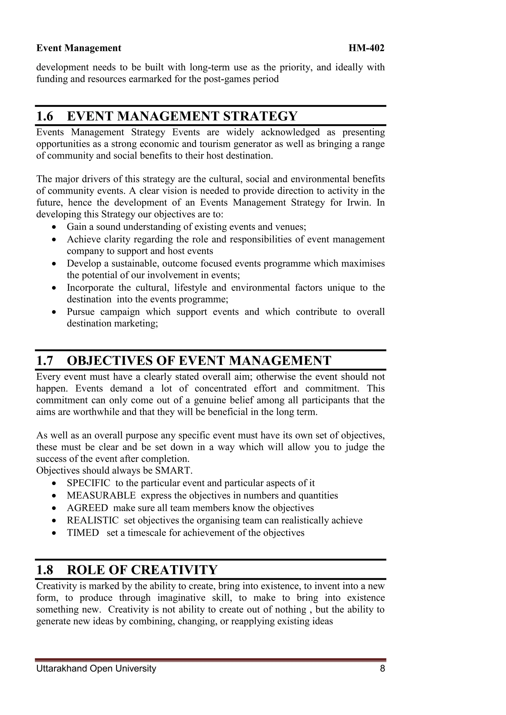 BBA EVENT MANAGEMENT material unit -notes | PDF