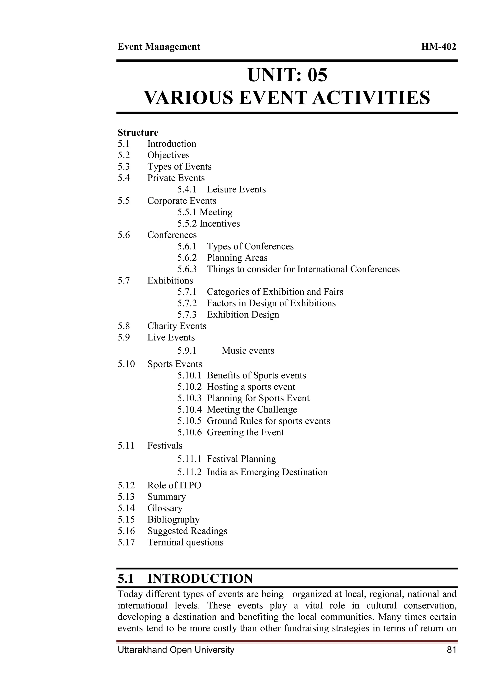 BBA EVENT MANAGEMENT material unit -notes | PDF
