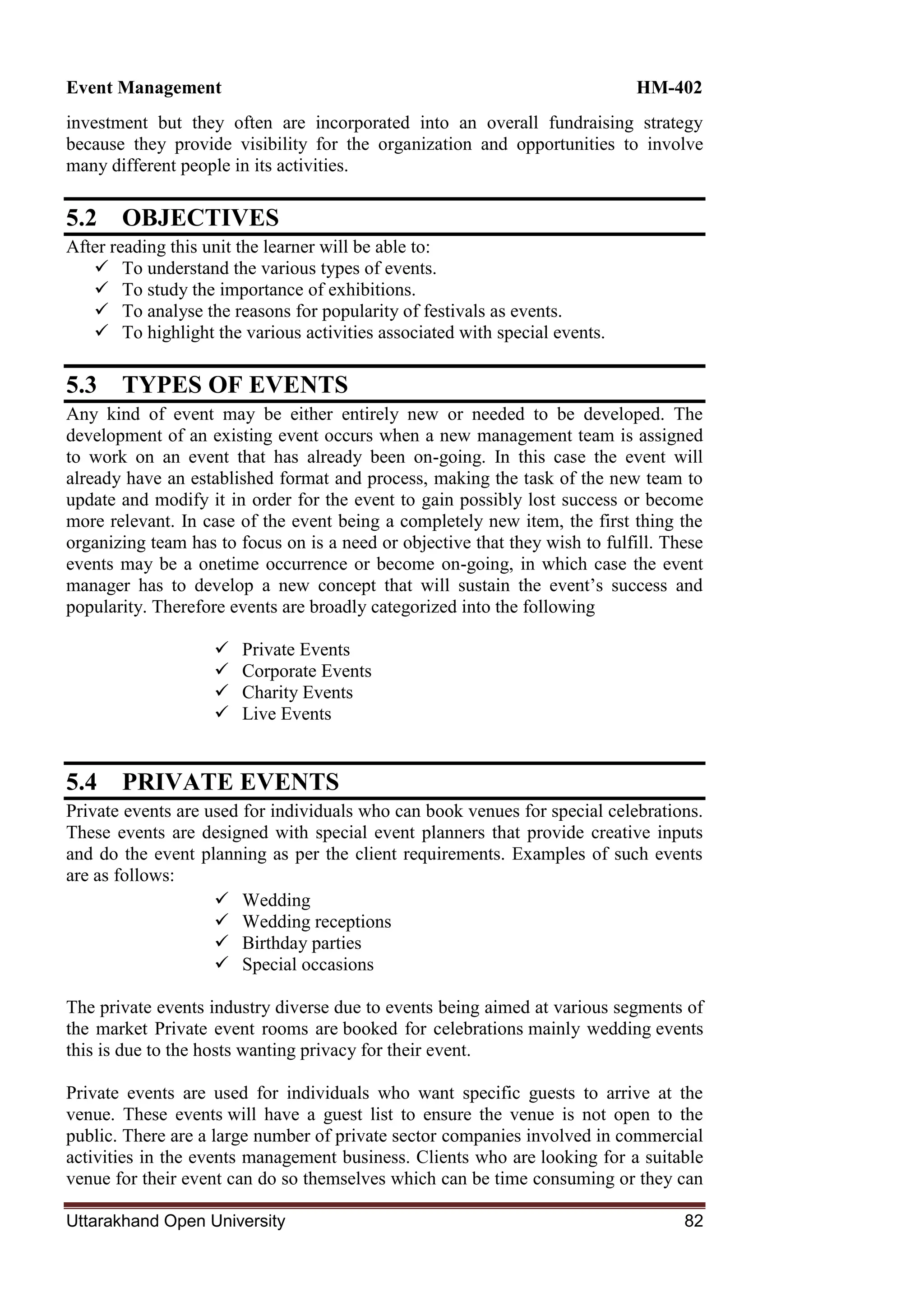 BBA EVENT MANAGEMENT material unit -notes | PDF