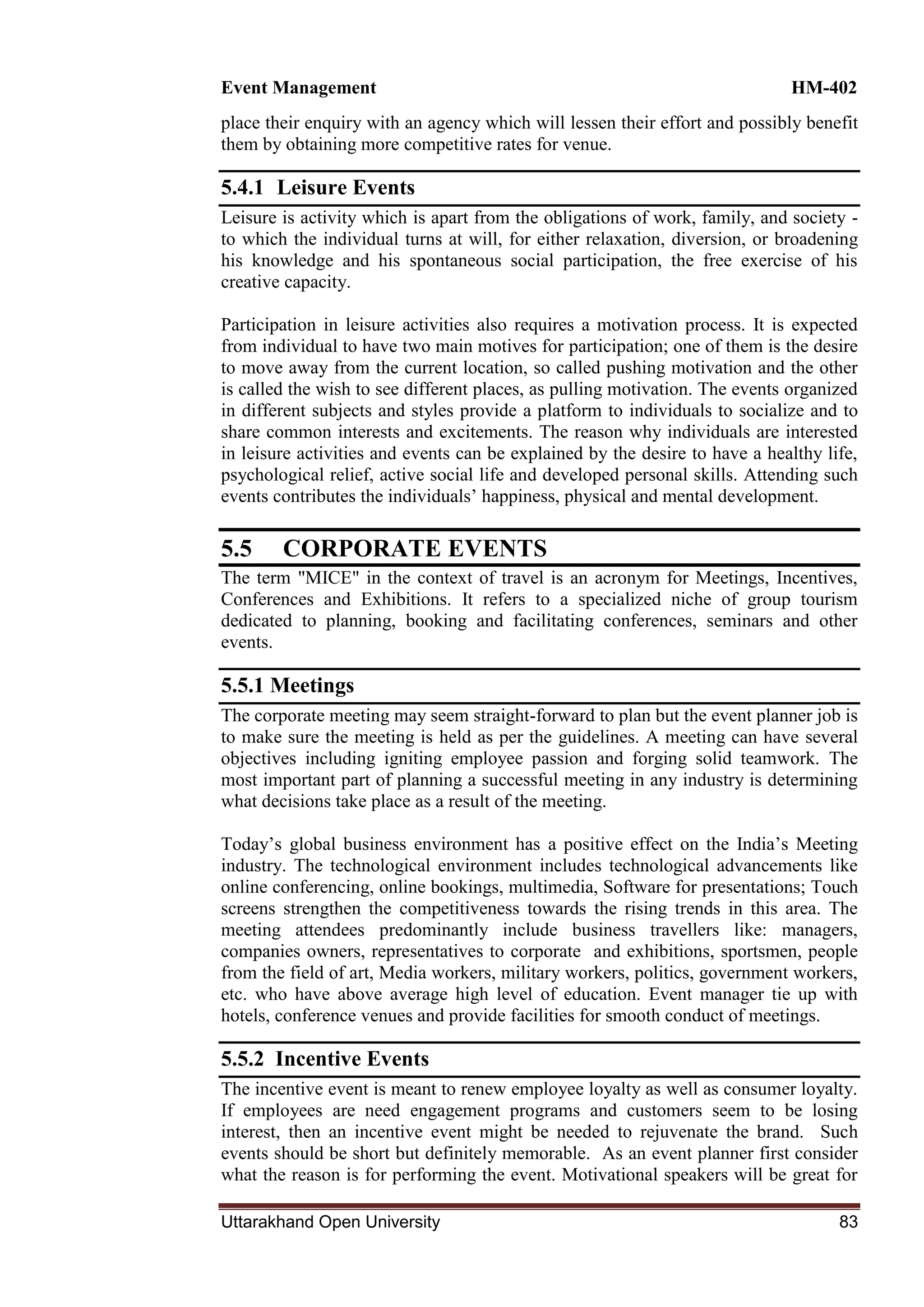 BBA EVENT MANAGEMENT material unit -notes | PDF