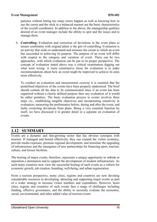 BBA EVENT MANAGEMENT material unit -notes | PDF