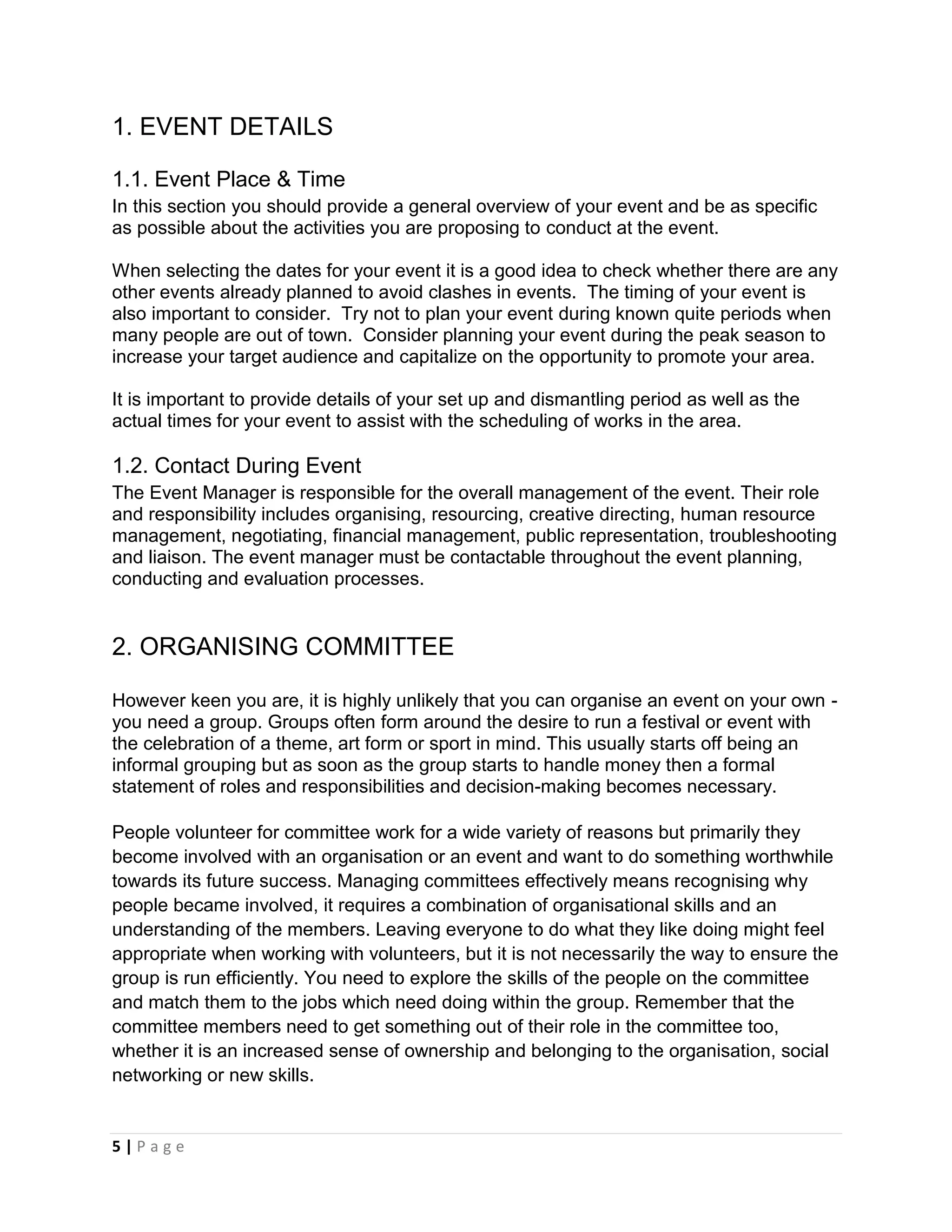 EVENT MANAGEMENT PLAN CHECKLIST AND GUIDE | PDF