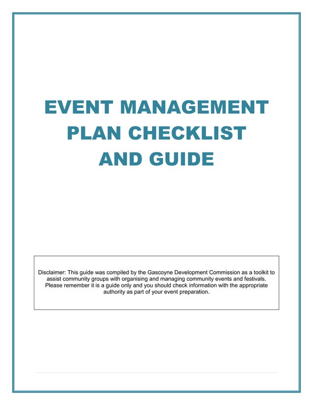EVENT MANAGEMENT PLAN CHECKLIST AND GUIDE | PDF