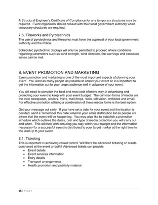 EVENT MANAGEMENT PLAN CHECKLIST AND GUIDE | PDF