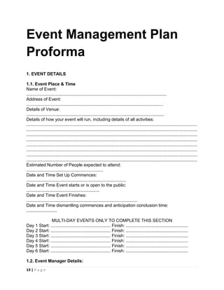 EVENT MANAGEMENT PLAN CHECKLIST AND GUIDE | PDF