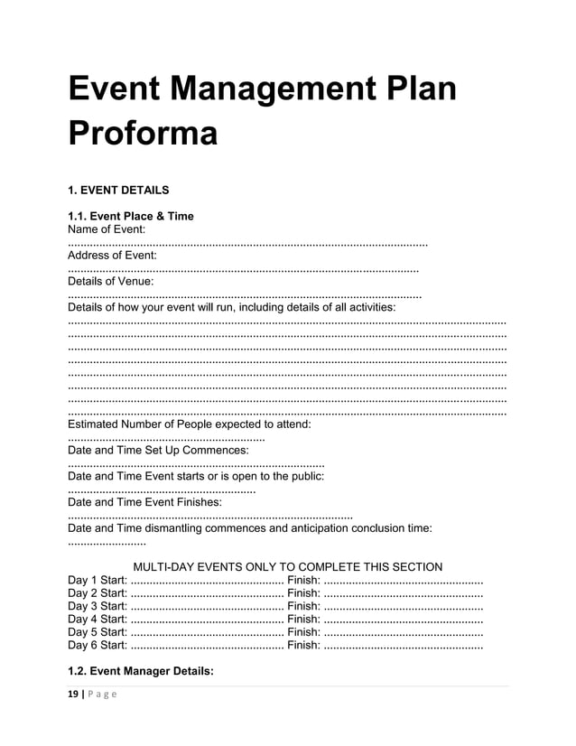 EVENT MANAGEMENT PLAN CHECKLIST AND GUIDE | PDF