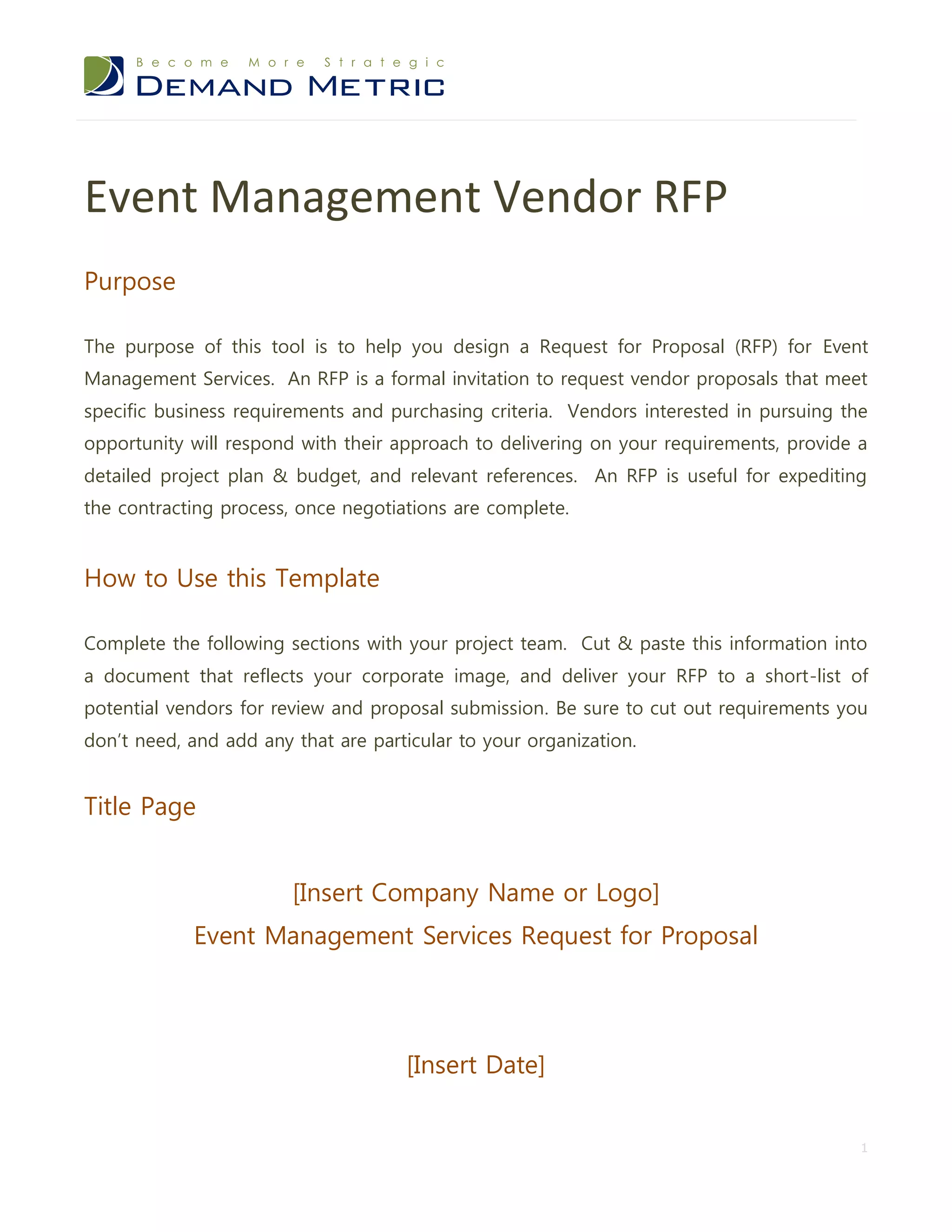 Event Management RFP Template | PDF