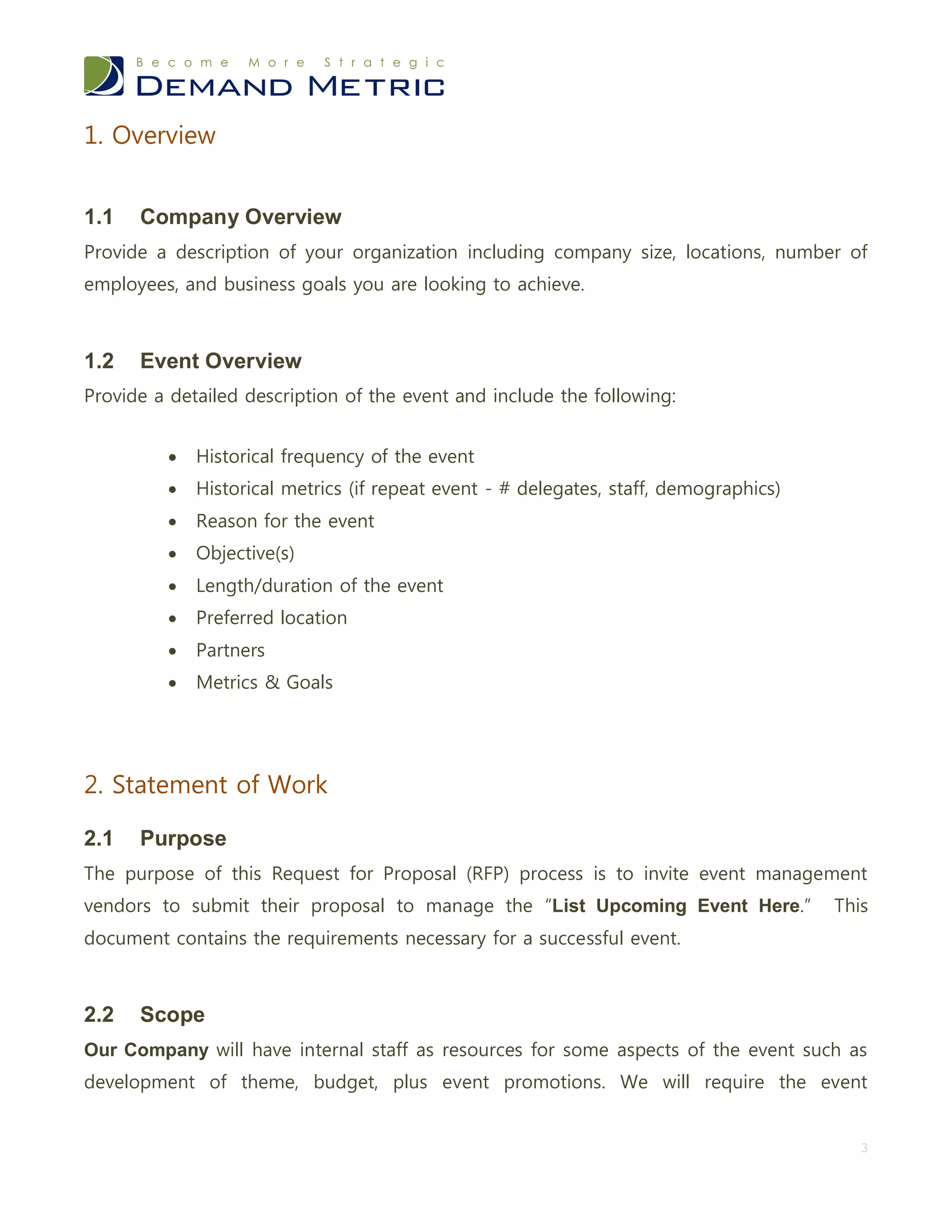 Event Management RFP Template | PDF