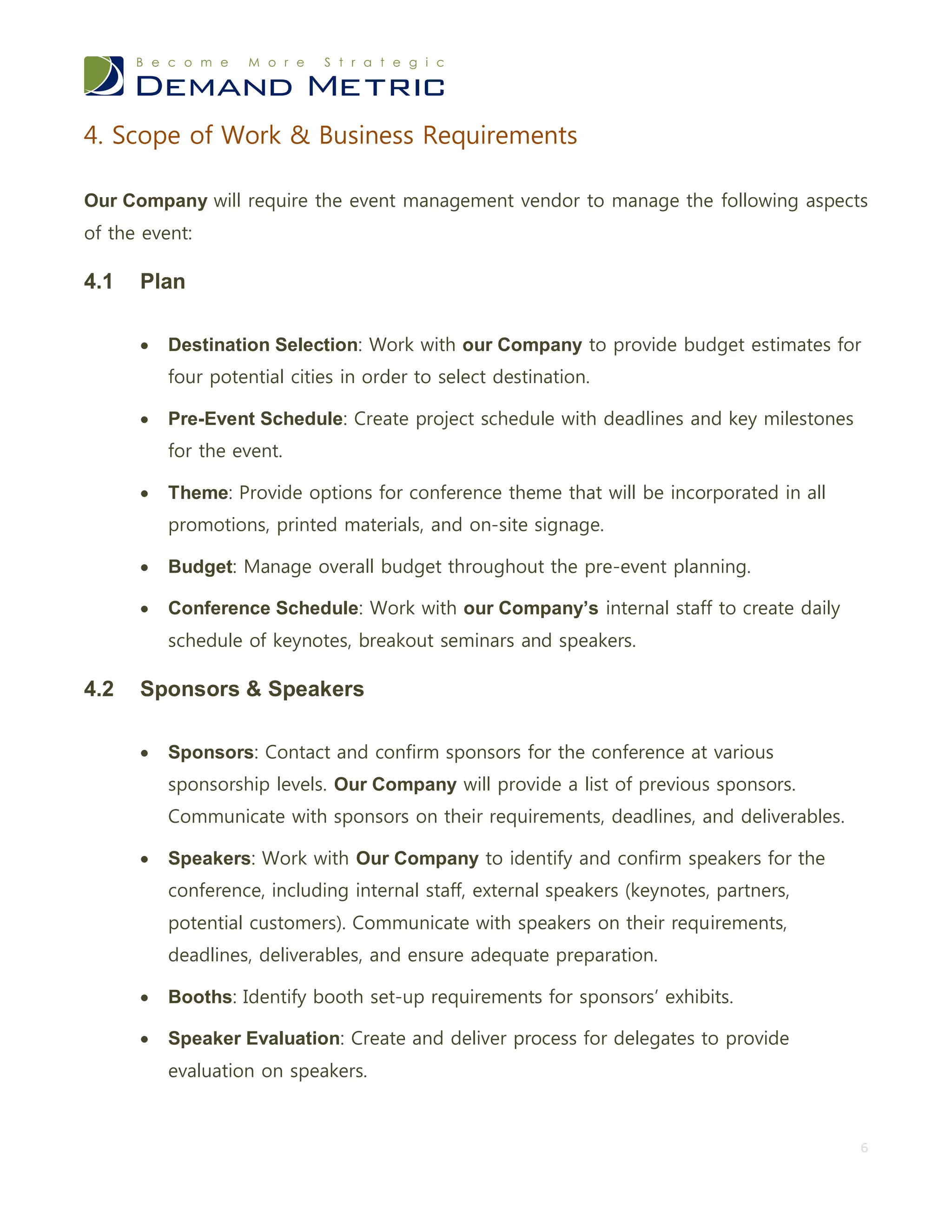 Event Management RFP Template | PDF