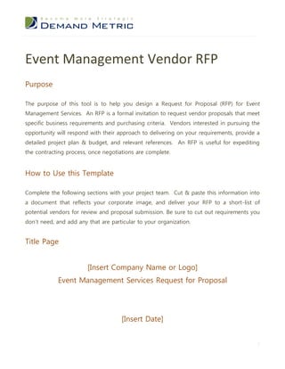 Event Management RFP Template | PDF