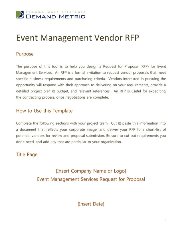 Event Management RFP Template | PDF