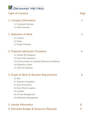 Event Management RFP Template | PDF