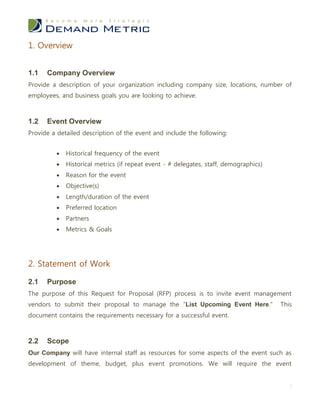 Event Management RFP Template | PDF