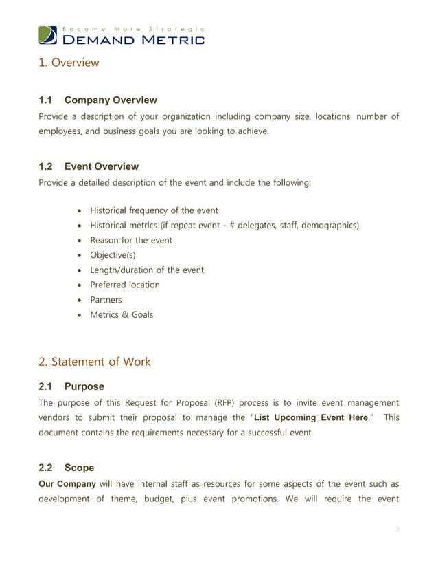 Event Management RFP Template | PDF