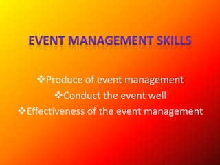 Event management skills | PPT