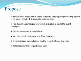 Event managementsystem | PPTX