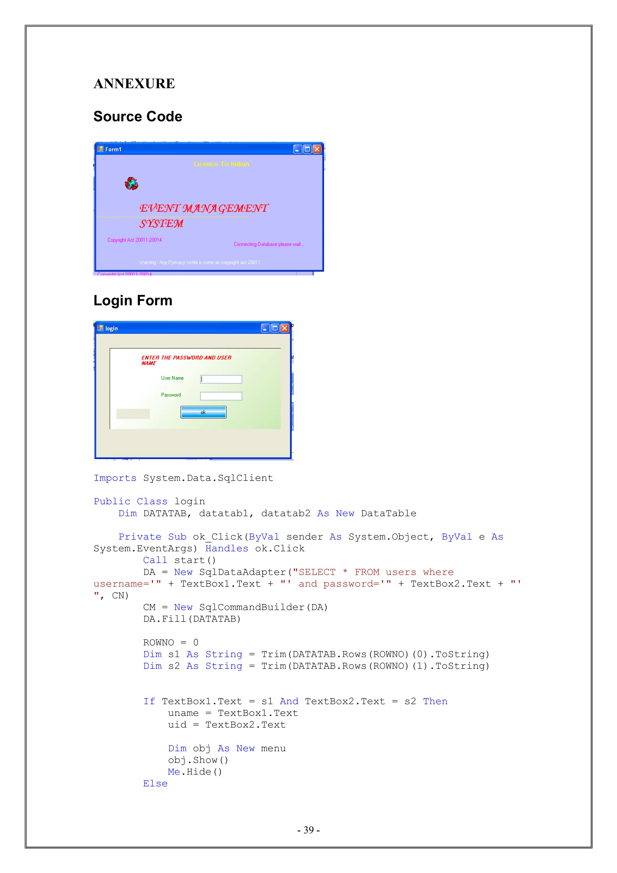 Event Management System Vb Net Project Report Pdf