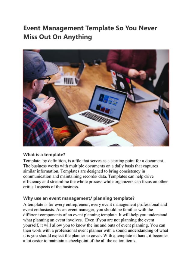 Event management template so you never miss out on anything | PDF