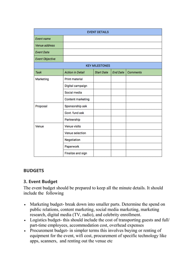 Event management template so you never miss out on anything | PDF