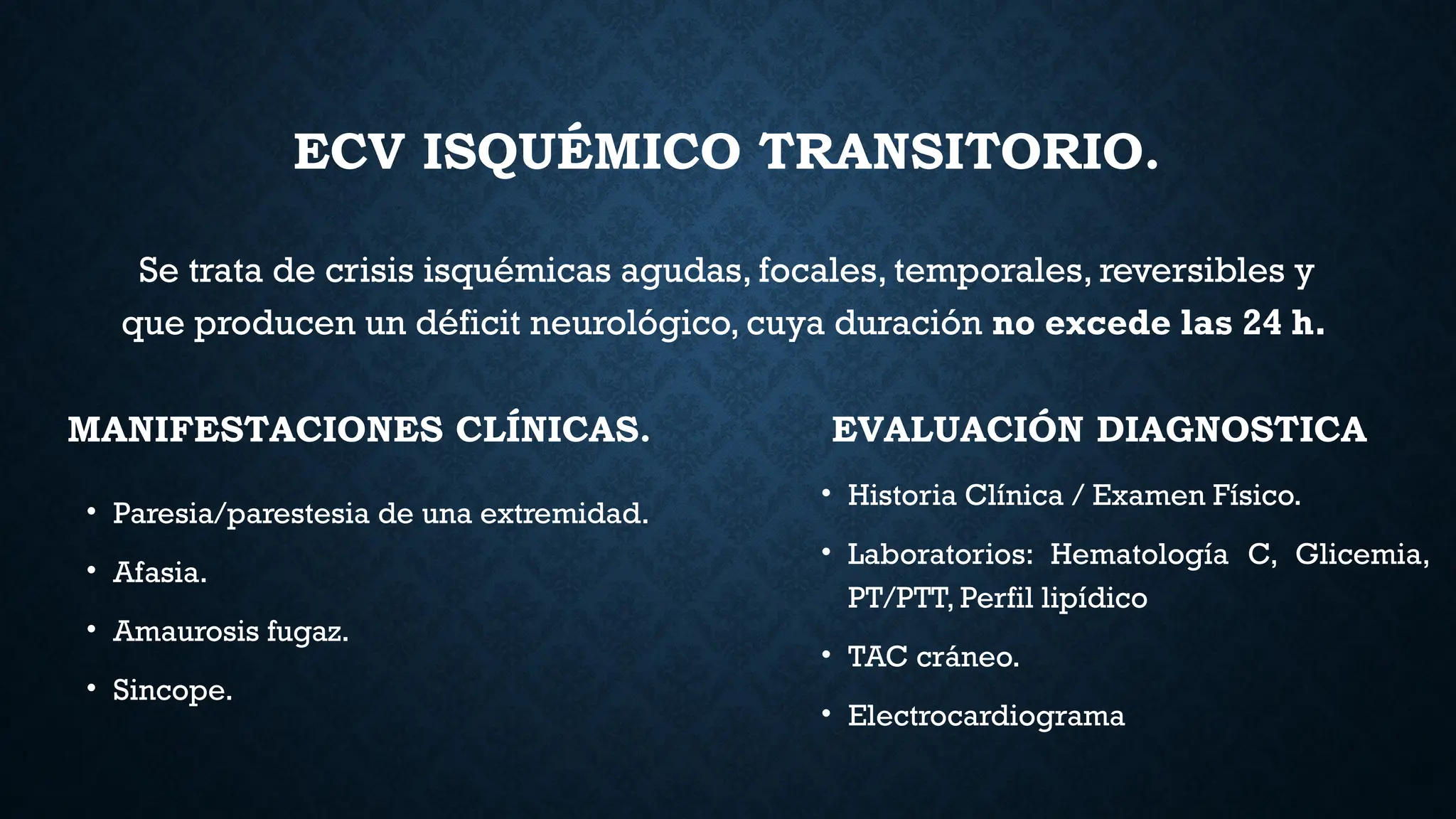 Evento cerebrovascular isquémico complicaciones diagnóstico y manejo | PPTX