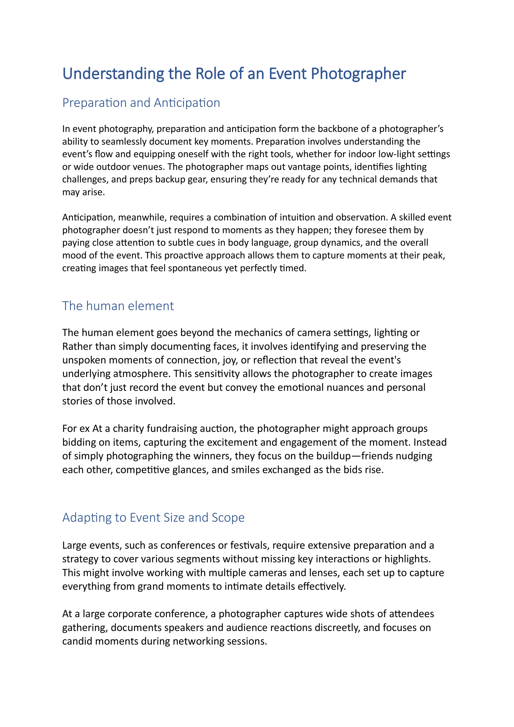 Event Photography Material requirement & details | PDF